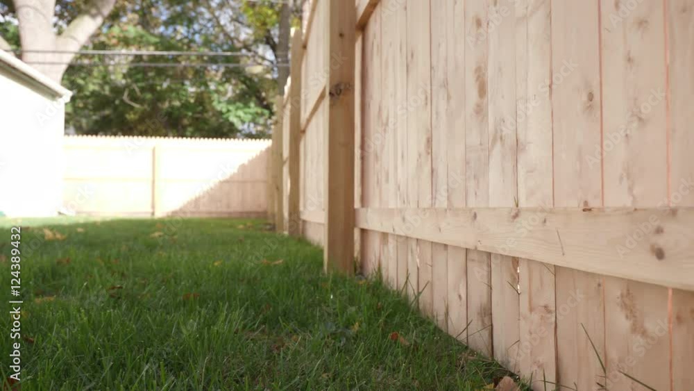 Low Angle Move Backward and Forward Side of New Fence. the shot slowly ...