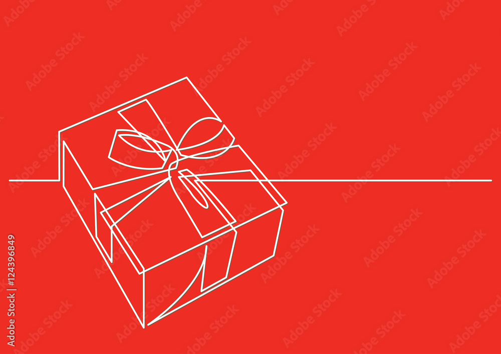 continuous line drawing of Christmas present Stock Vector | Adobe Stock