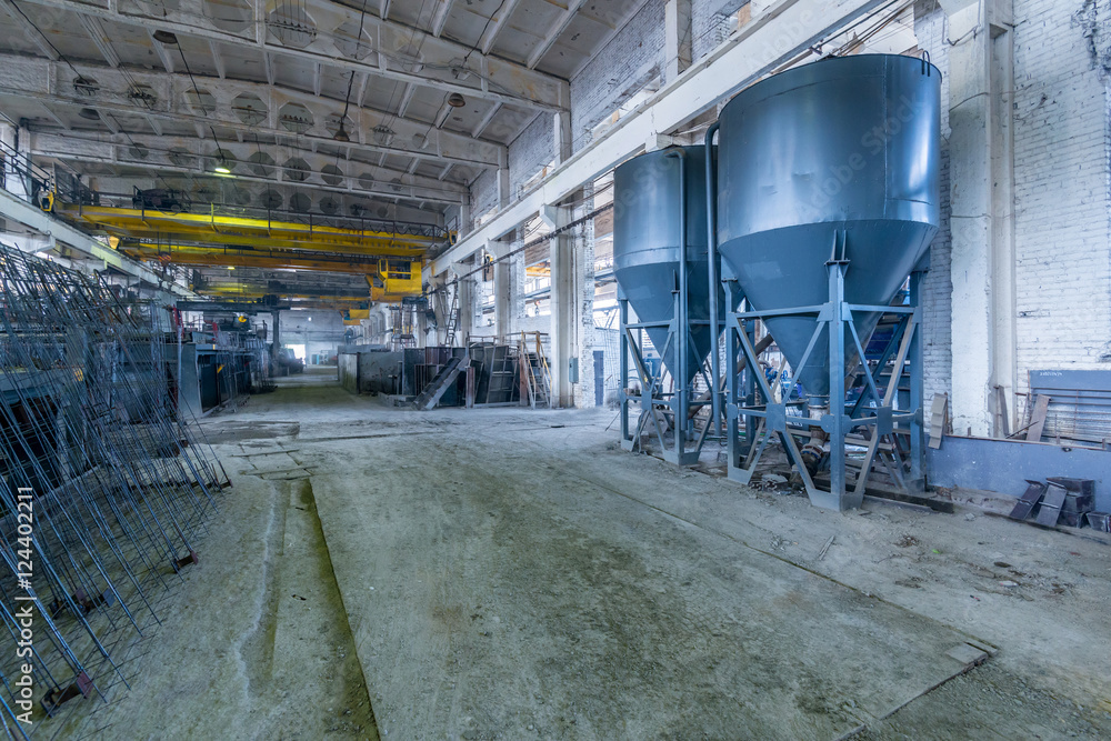 Interior of building materials factory with the bridge crane Stock ...