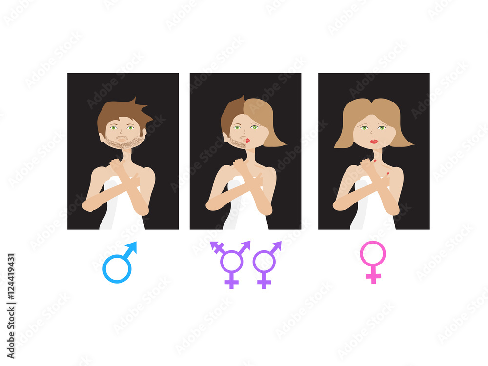 Set of gender symbols with male, female and unisex or transgender ...