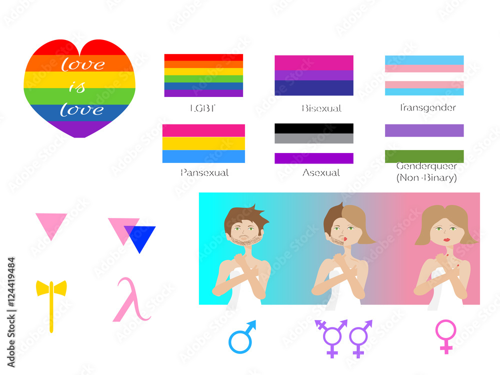 LGBT symbols and flags. Types of gender. vector Stock Vector | Adobe Stock