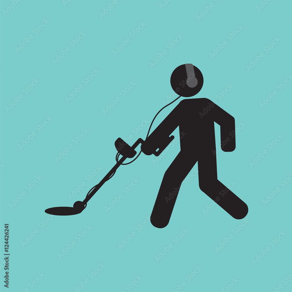 Metal Detector Black Graphic Symbol Vector Illustration Stock Vector ...