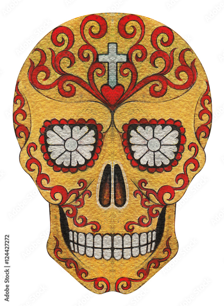 Day Of The Dead Skull Drawings In Color
