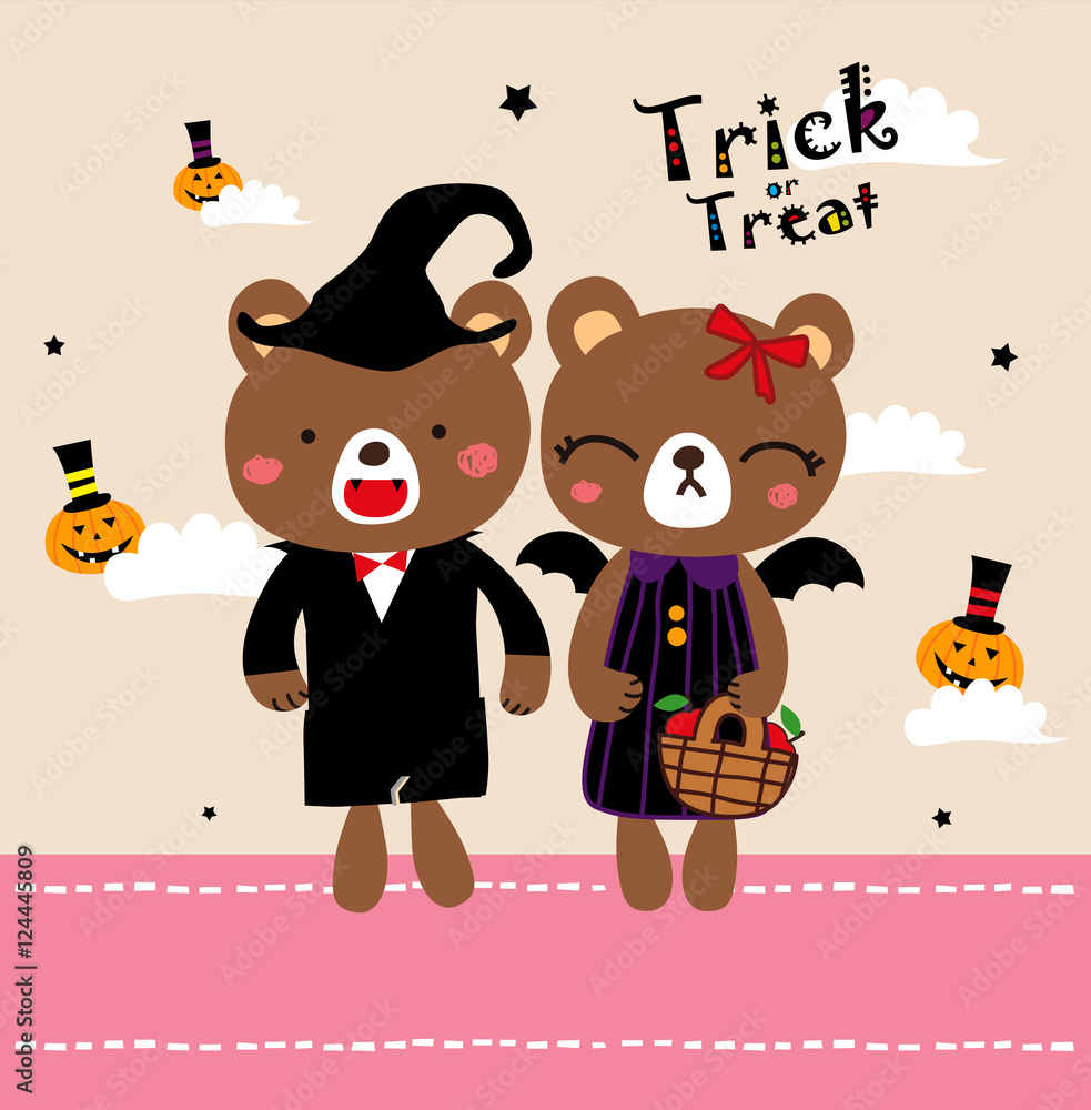 cute doodle couple halloween Stock-Vektorgrafik | Adobe Stock