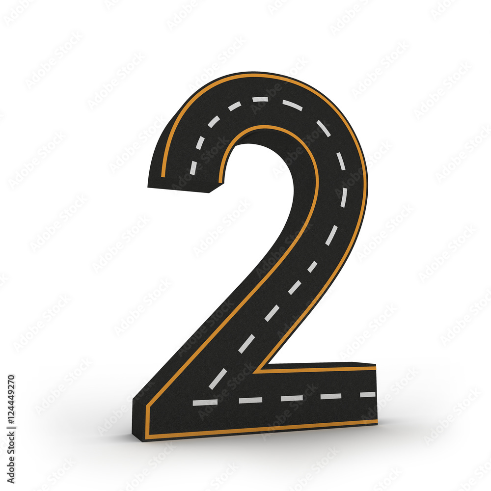 number symbols of the Figures in the form of a road with white and ...
