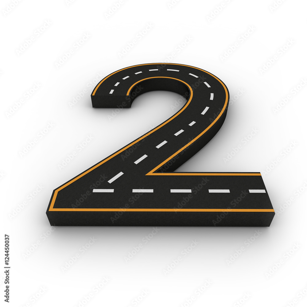 number symbols of the Figures in the form of a road with white and ...