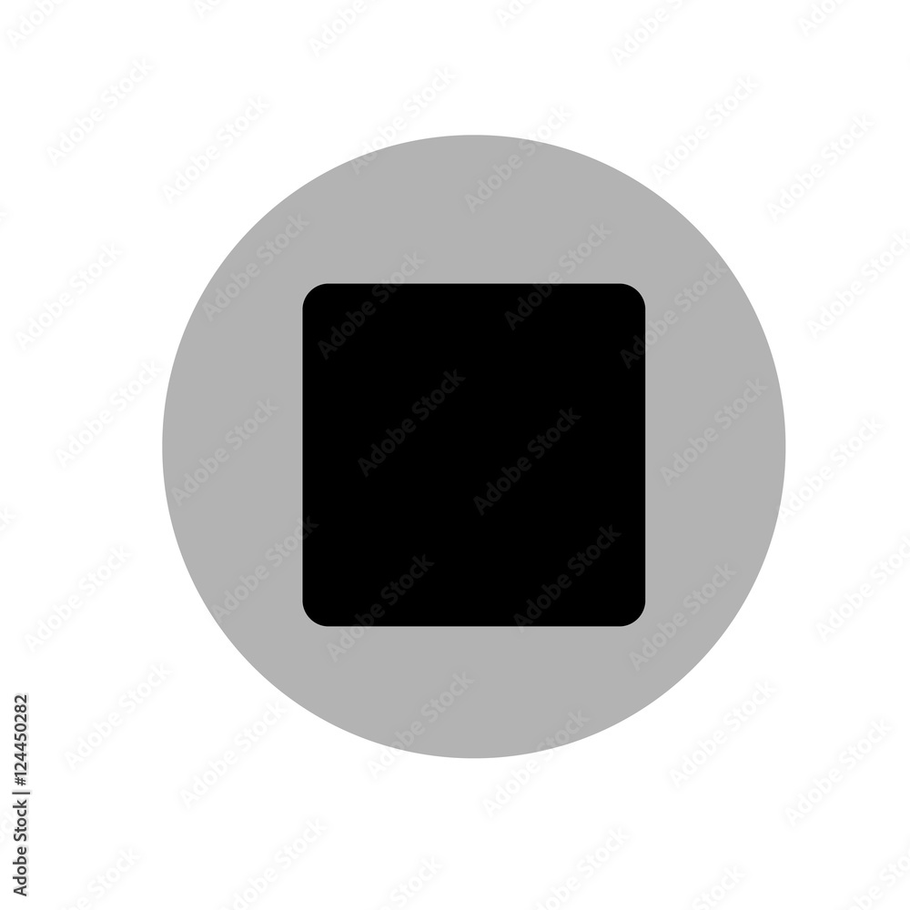 Stop media player icon illustration. Black and gray icon. Vector ...