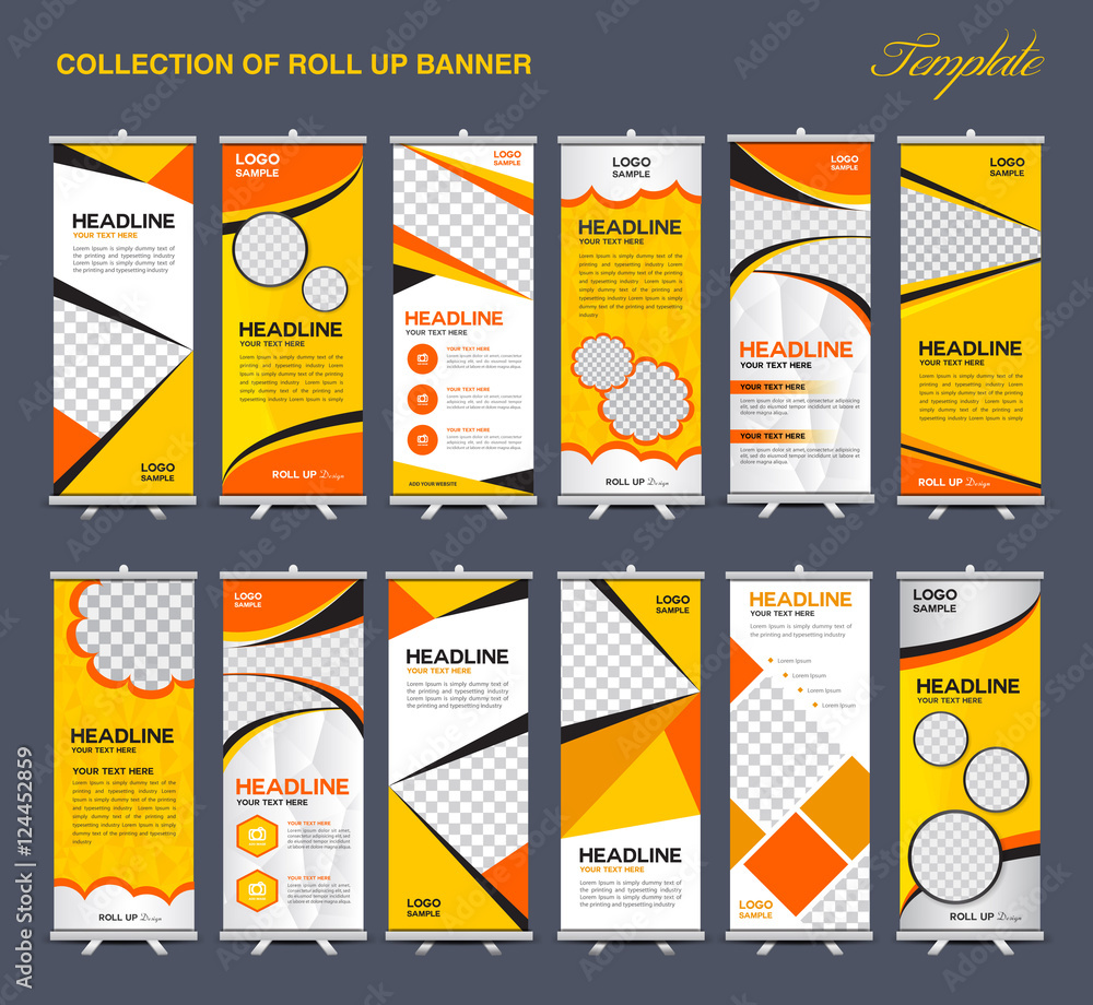 Collection of yellow Roll Up Banner Design , banner design, stand ...
