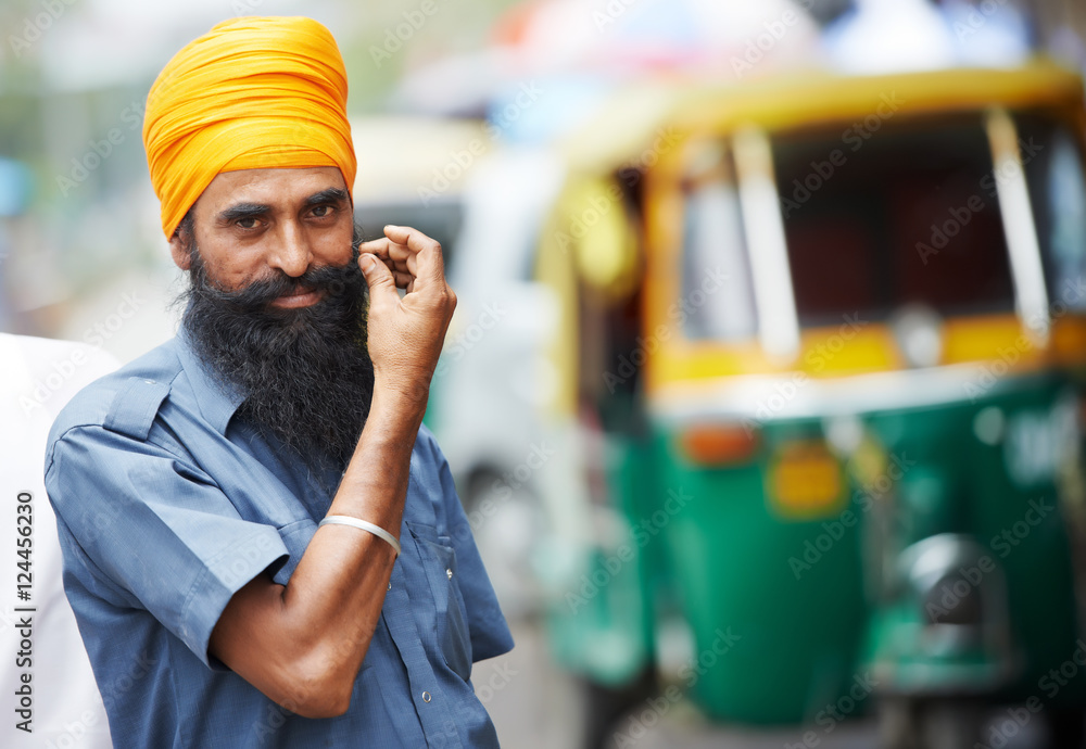 Indian auto rickshaw tut-tuk sikh driver man Stock Photo | Adobe Stock