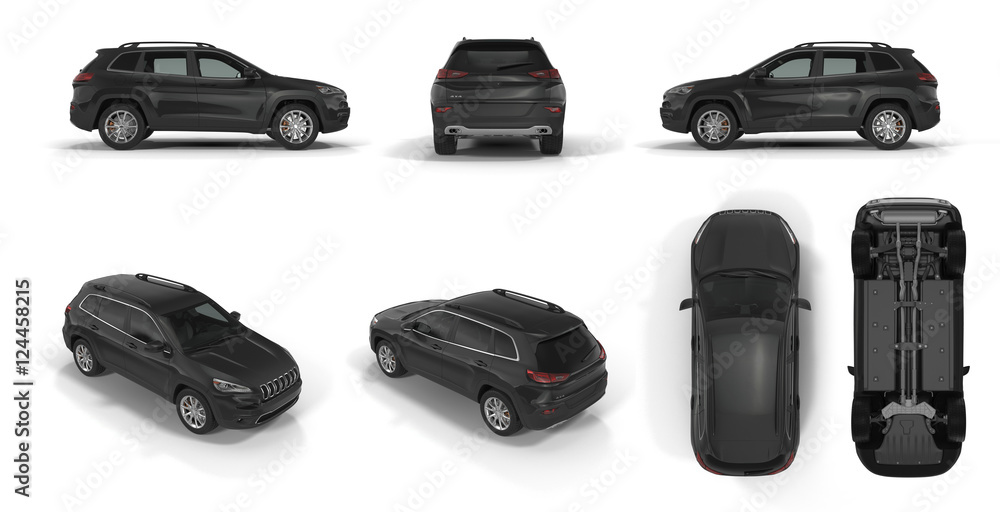 4x4 suv car renders set from different angles on a white. 3D ...