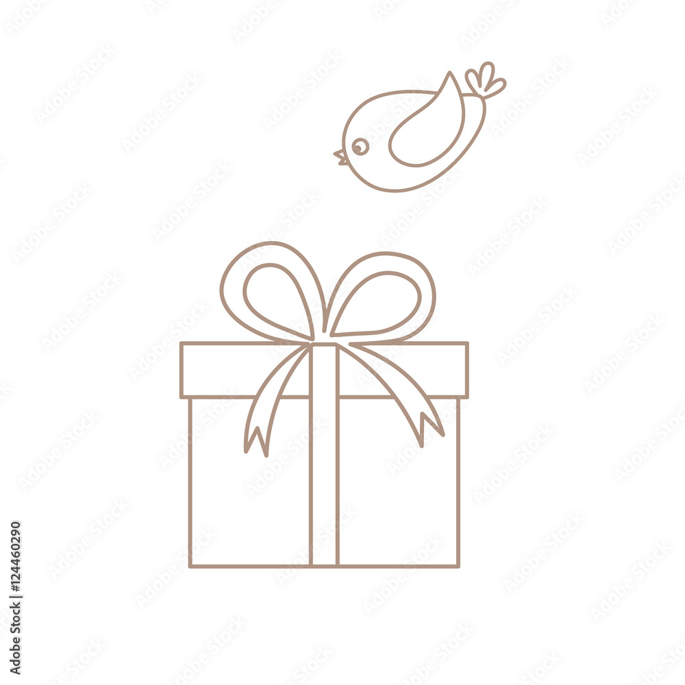 Vector illustration of gift box and a flying bird to her. Made i Stock ...