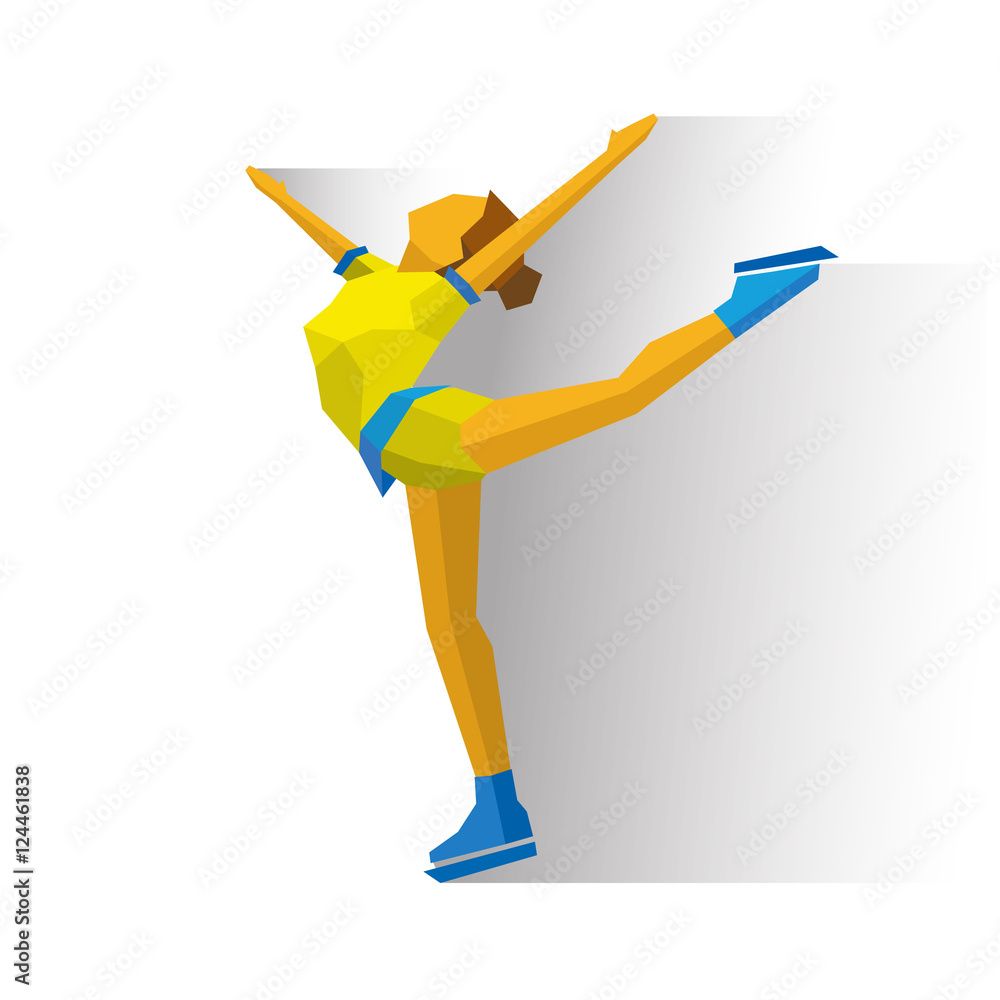 Winter sports - Ladies Figure Skating. Cartoon skating girl training ...