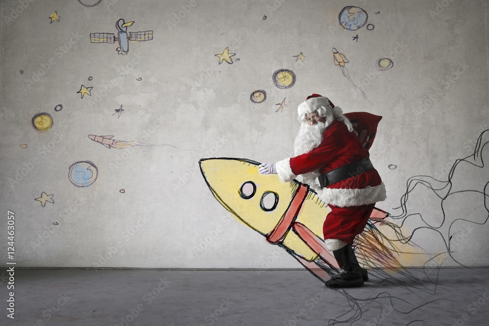 Foto de Santa Claus taking off do Stock | Adobe Stock