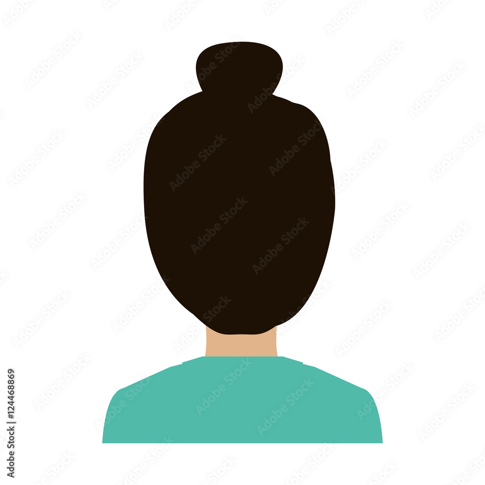 avatar female woman over white background. back view. vector ...