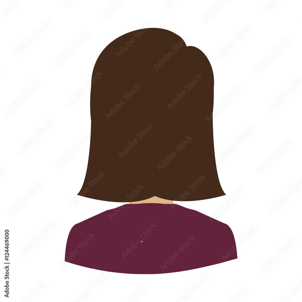 avatar female woman over white background. back view. vector ...