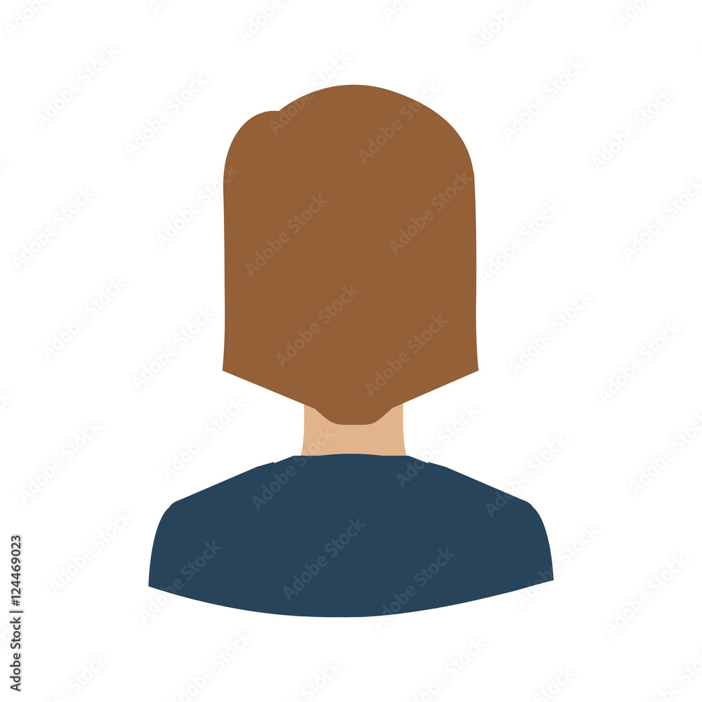 avatar female woman over white background. back view. vector ...
