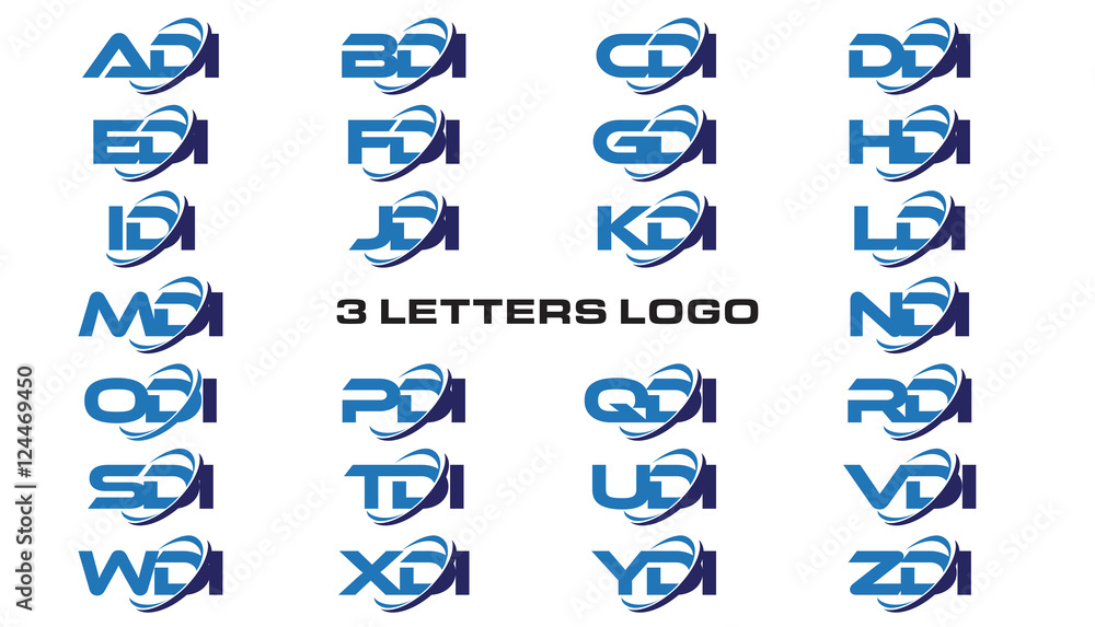 3 letters modern generic swoosh logo ADI, BDI, CDI, DDI, EDI, FDI, GDI ...