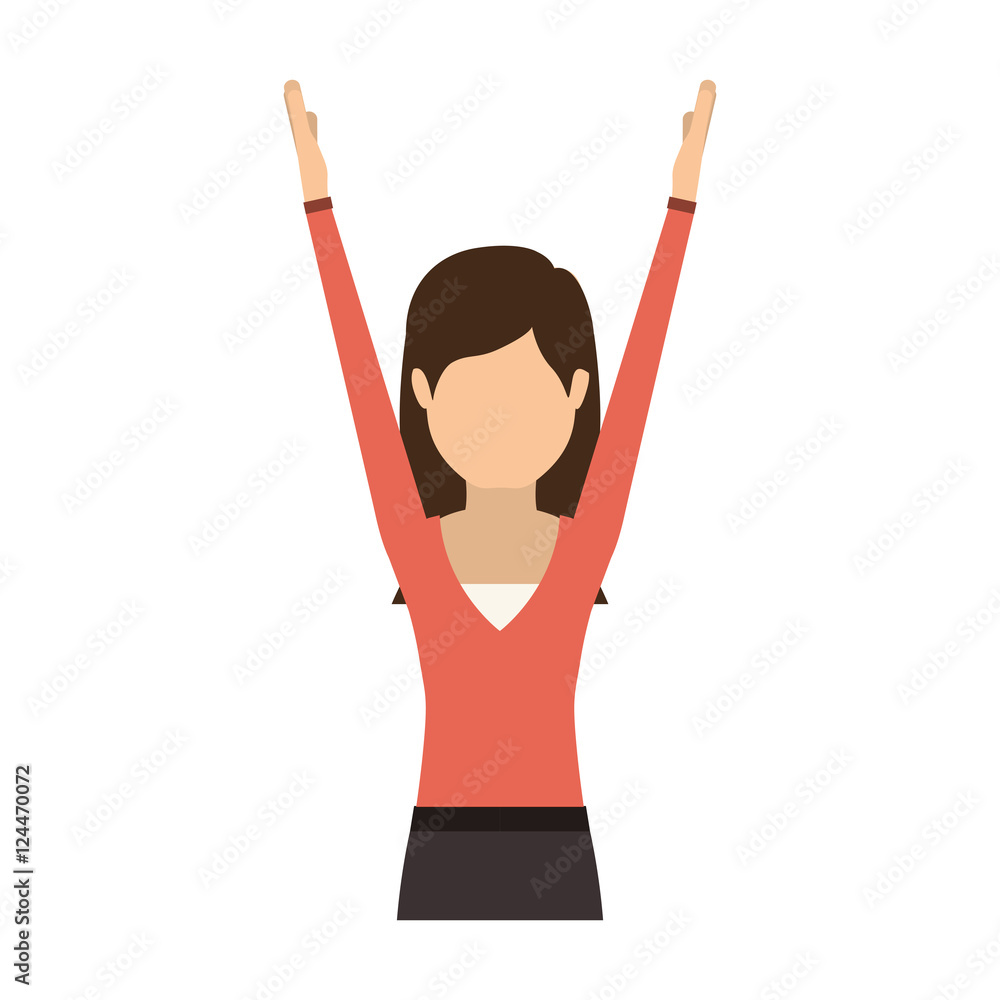 avatar female woman wearing executive clothes with hand up over white ...