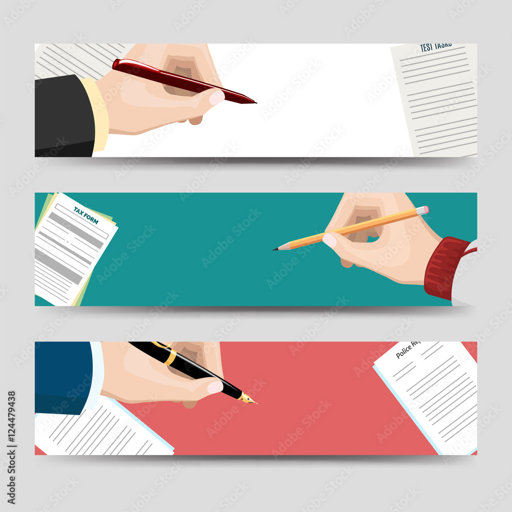 Horizontal banners template with left-hander and right-hander writing ...