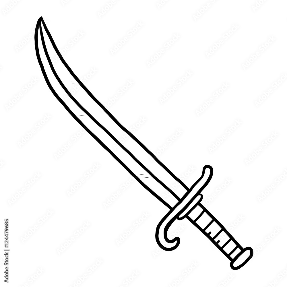 Vecteur Stock Sword Cartoon Vector And Illustration Black And White 