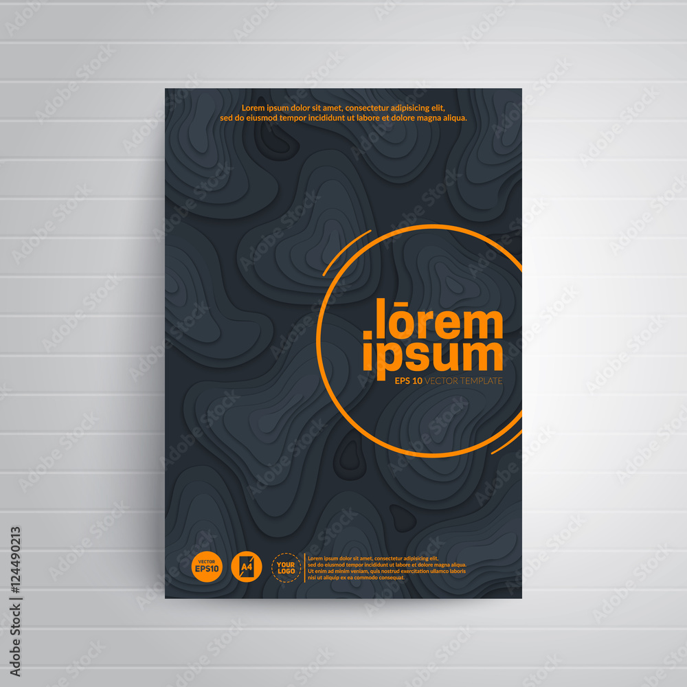 Brochure title sheet design. 3d shapes overlap. Eps10 vector template ...