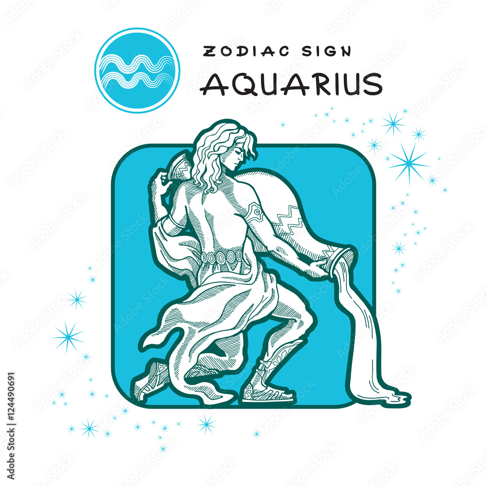 Aquarius - Zodiac Sign. Vector Icon of Zodiac Symbol. Traditional ...