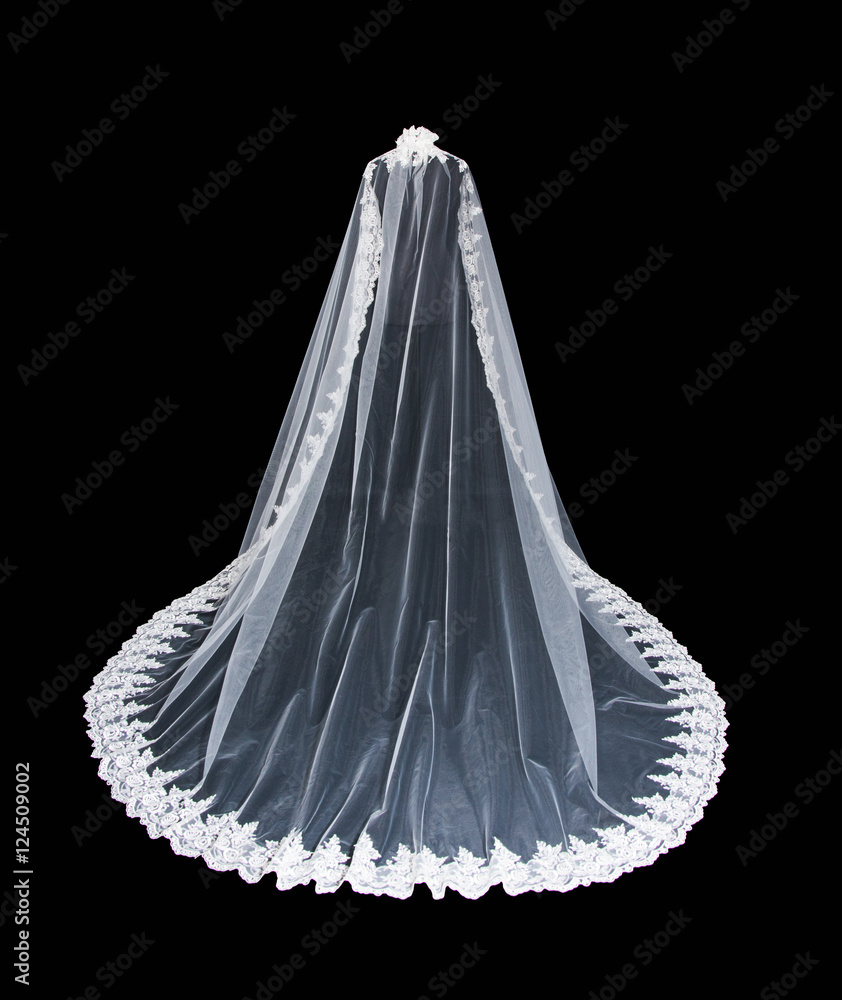 Isolated wedding white veil on a black background. Stock Photo | Adobe ...