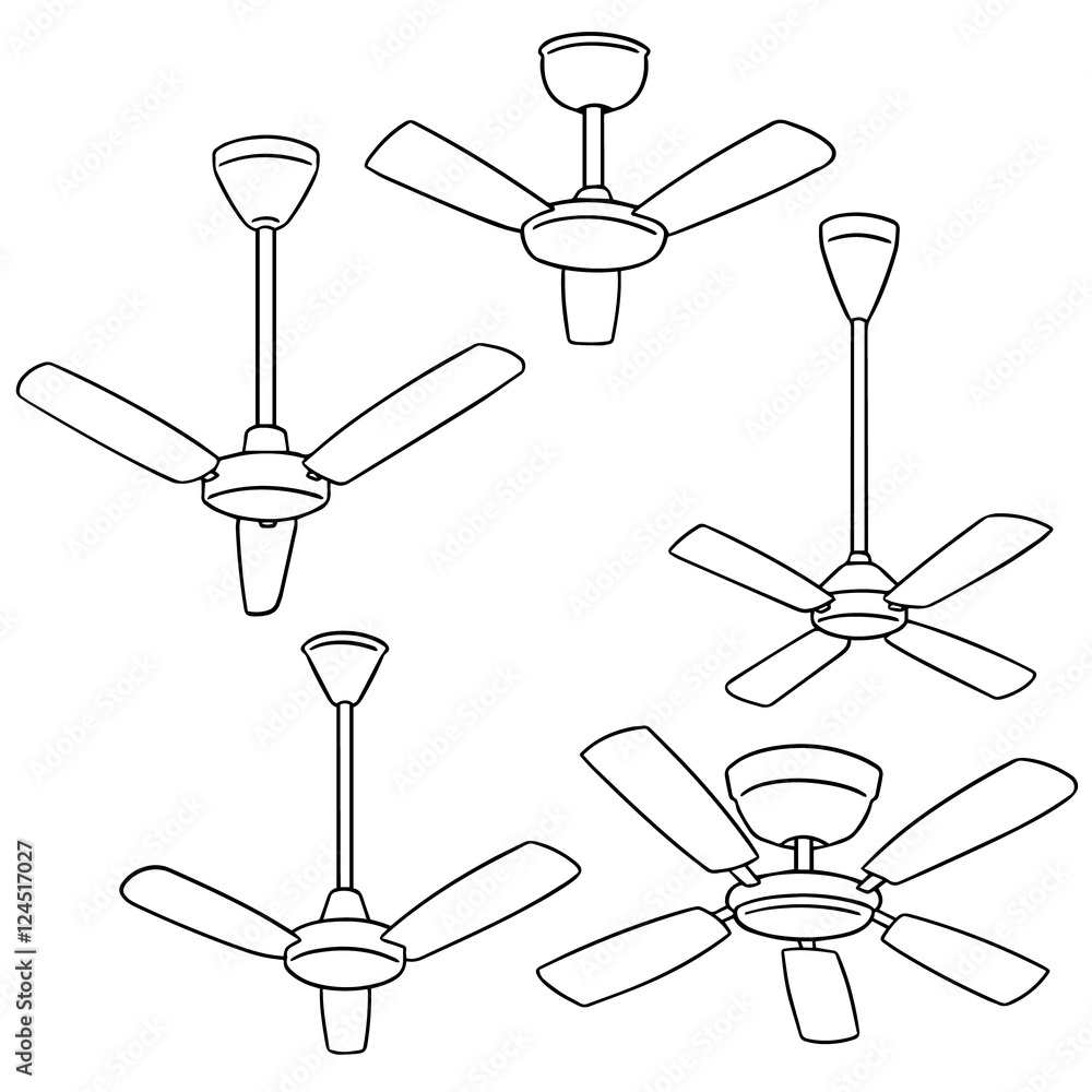 vector set of ceiling fan Stock Vector | Adobe Stock