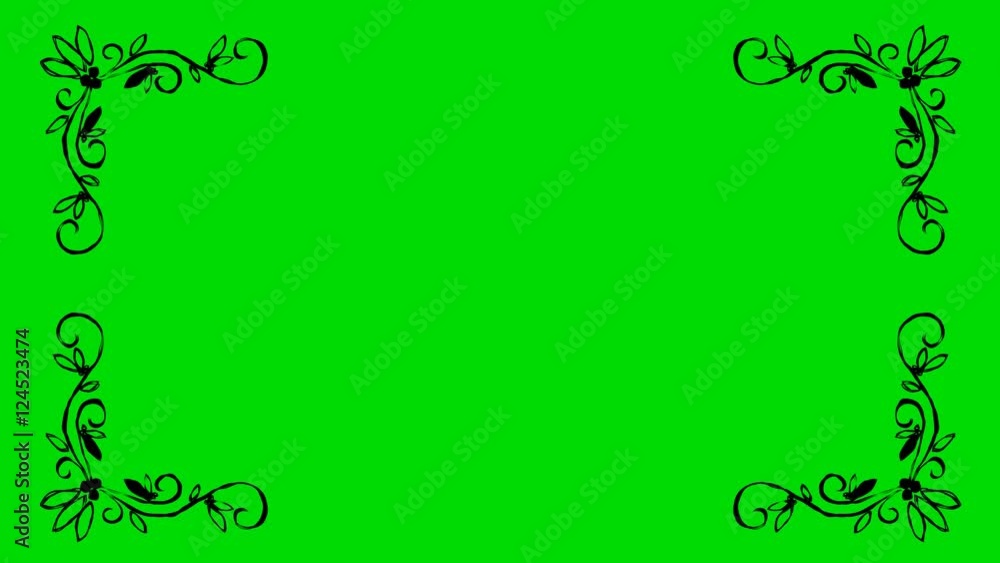 Real Animated Cartoon of Leaves Shaped Border Corners on a Green Screen ...