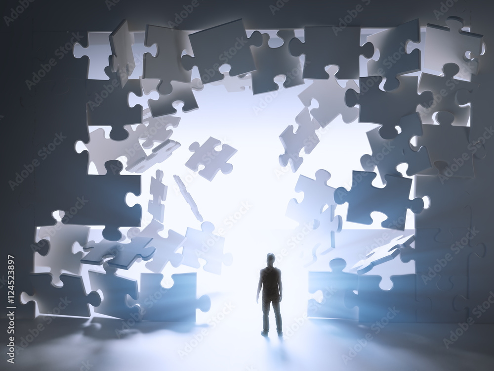 Jigsaw puzzle wall Stock Illustration | Adobe Stock