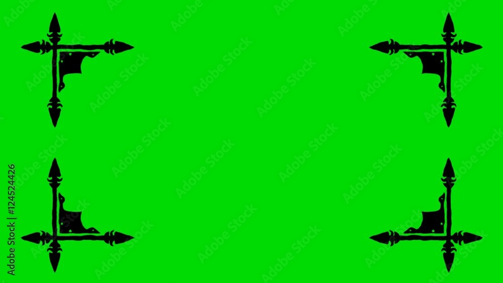 Real Animated Cartoon of Shaped Border Corners on a Green Screen ...