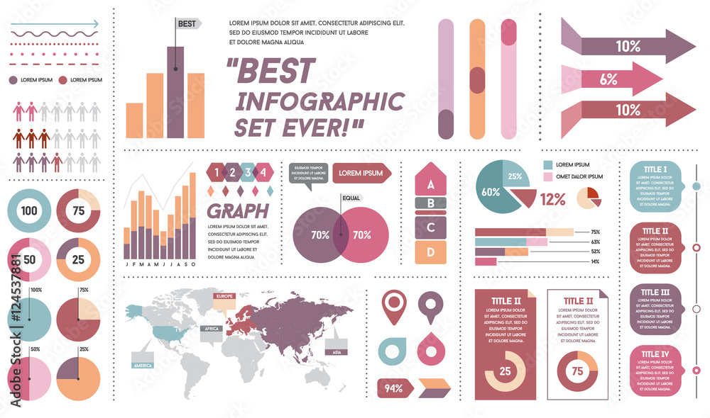Infographics Elements and Objects Big Huge Set All Kinds of Info Stock ...