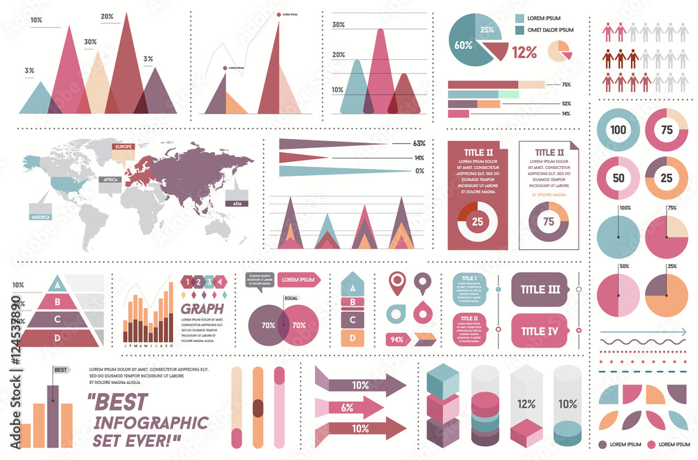 Infographics Elements and Objects Big Huge Set All Kinds of Info Stock ...