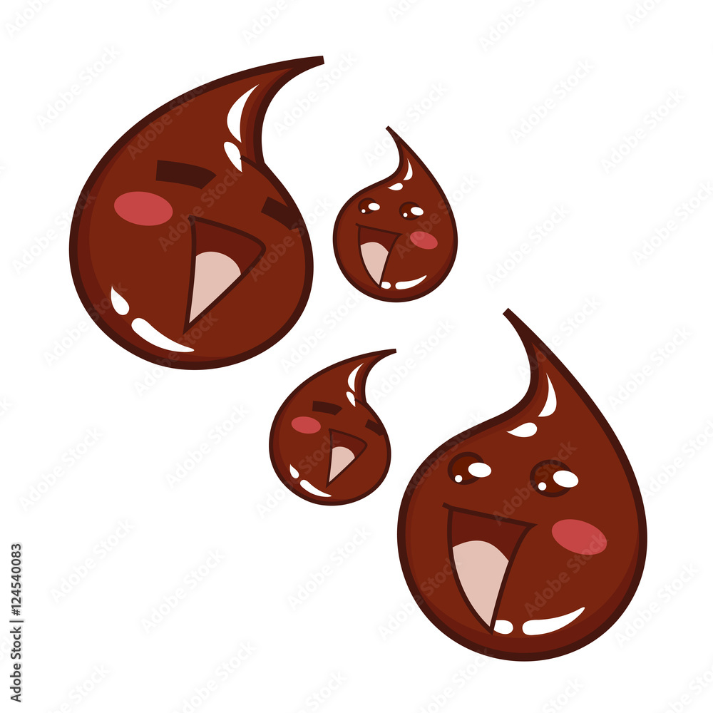 Happy smiling drops of sweet chocolate - cute cartoon mascots emoji ...