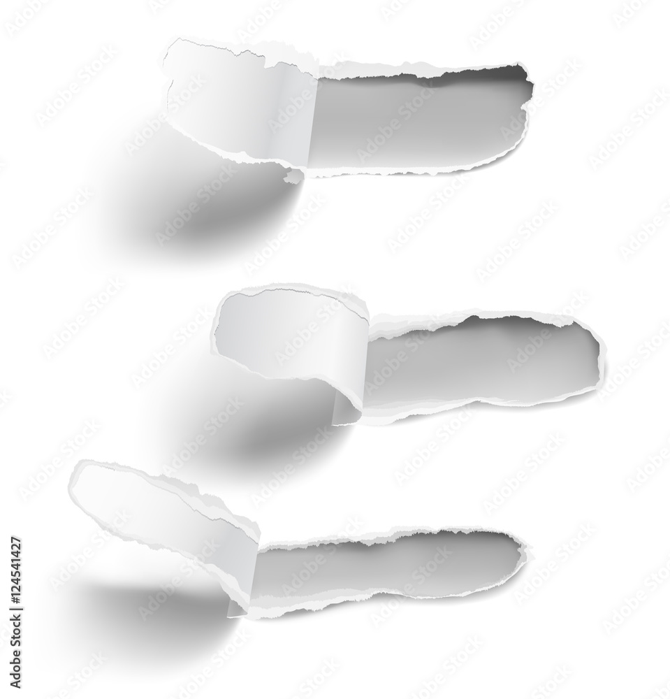Set of realistic torn paper isolated on white background. Vector ...