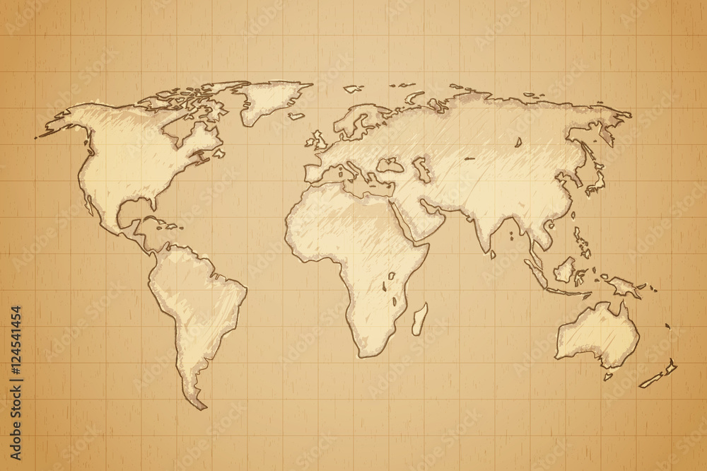 Vintage retro textured old world map vector illustration Stock Vector ...