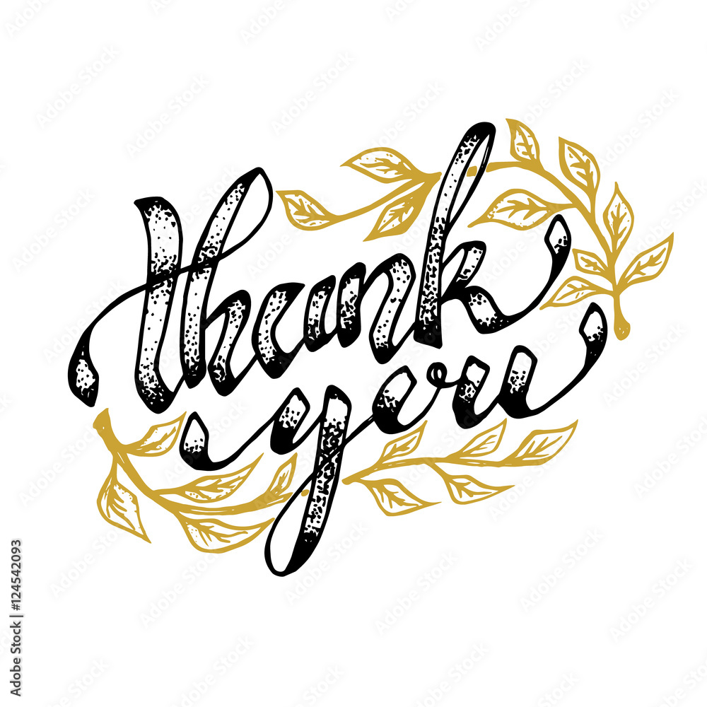 Thank you. Hand drawn lettering isolated on white background. Th Stock ...