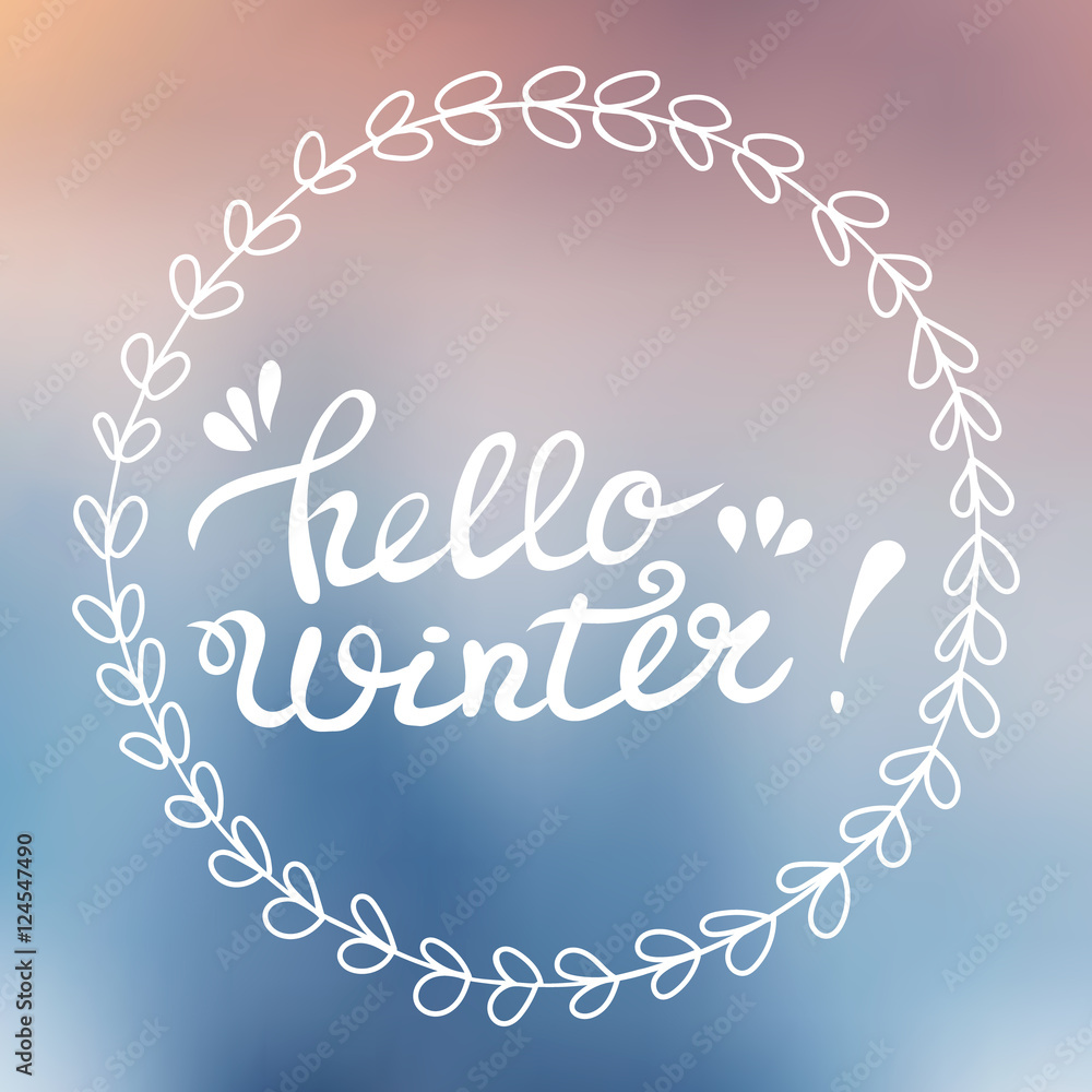 Lettering "Hello Winter". hand drawing font. Individual letters. white ...