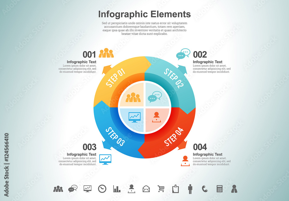 Four Part Looping Steps Infographic Stock Template | Adobe Stock