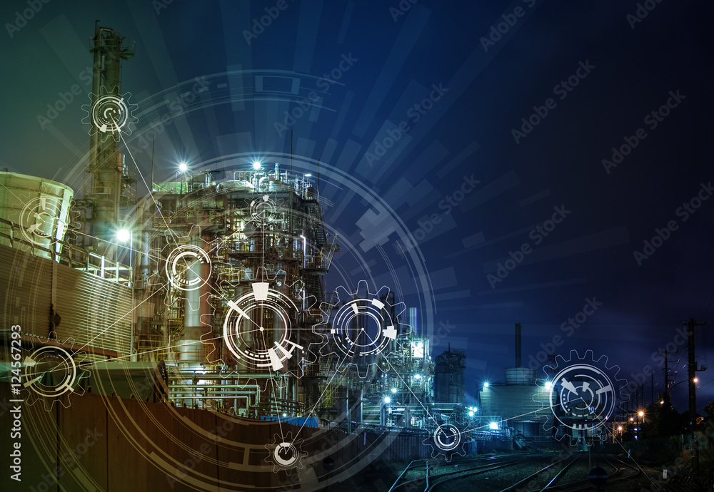 modern manufacturing industry and mechanization concept, abstract image ...