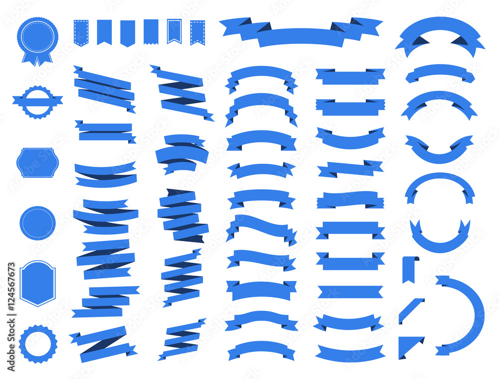 Banner vector icon set gold color on white background. Ribbon isolated ...