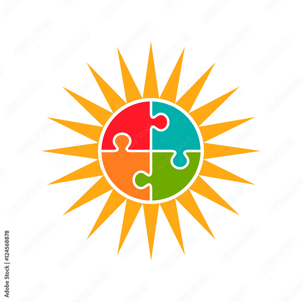 Sun Puzzle Autism Logo Vector Concept. Stock Illustration | Adobe Stock