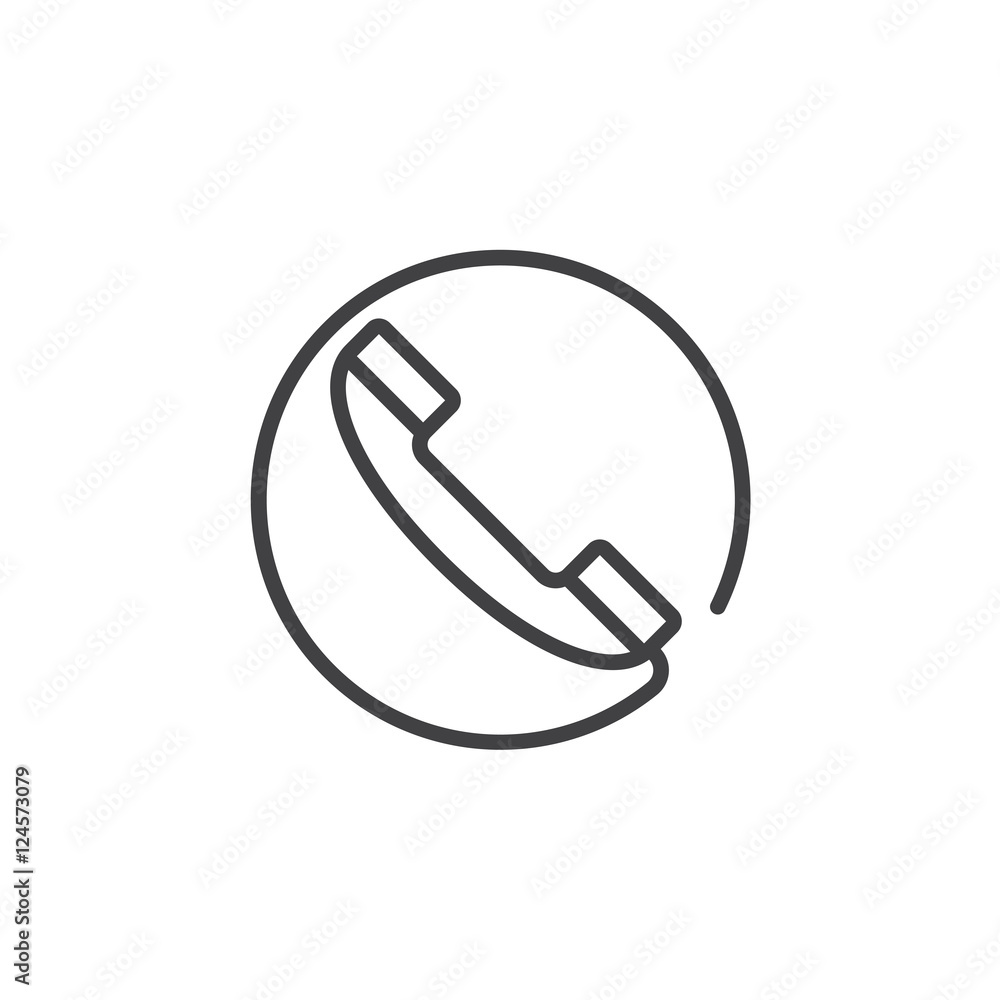 Call us symbol. Phone line icon, outline vector logo illustration ...