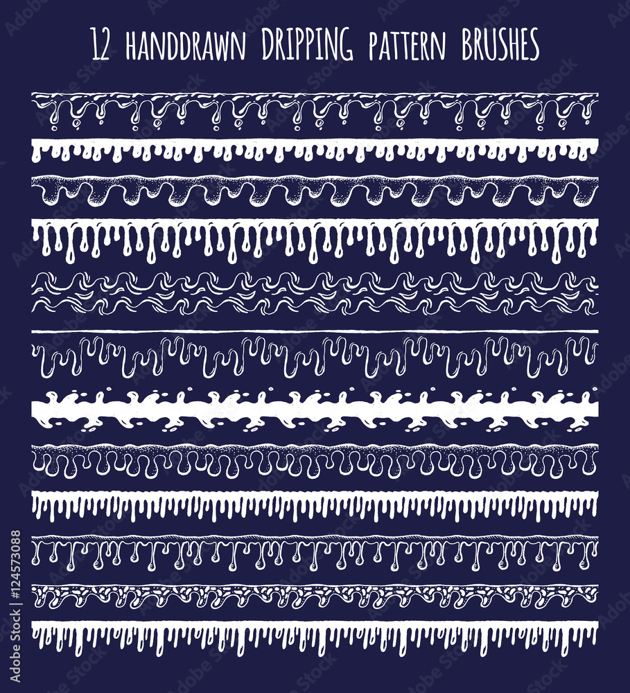 Hand drawn vector dripping pattern brushes Stock Vector | Adobe Stock