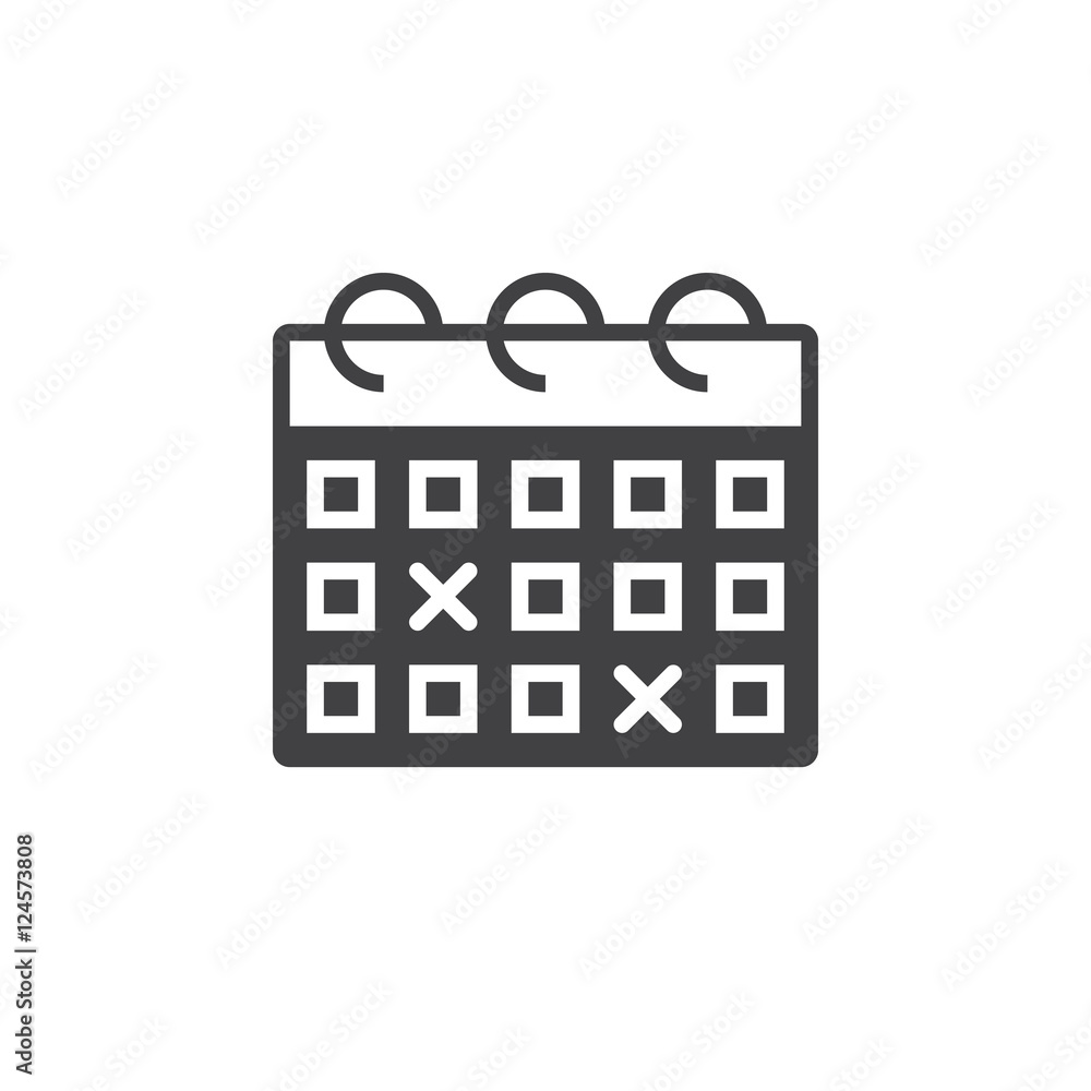 Calendar reminder icon vector, solid logo illustration, pictogram ...