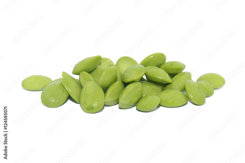 Sato seeds, Parkia speciosa seeds or bitter bean isolated on whi Stock ...