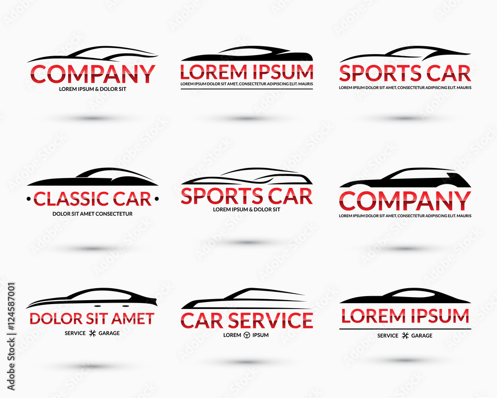 Set of modern car logo design templates. Abstract car silhouettes with ...