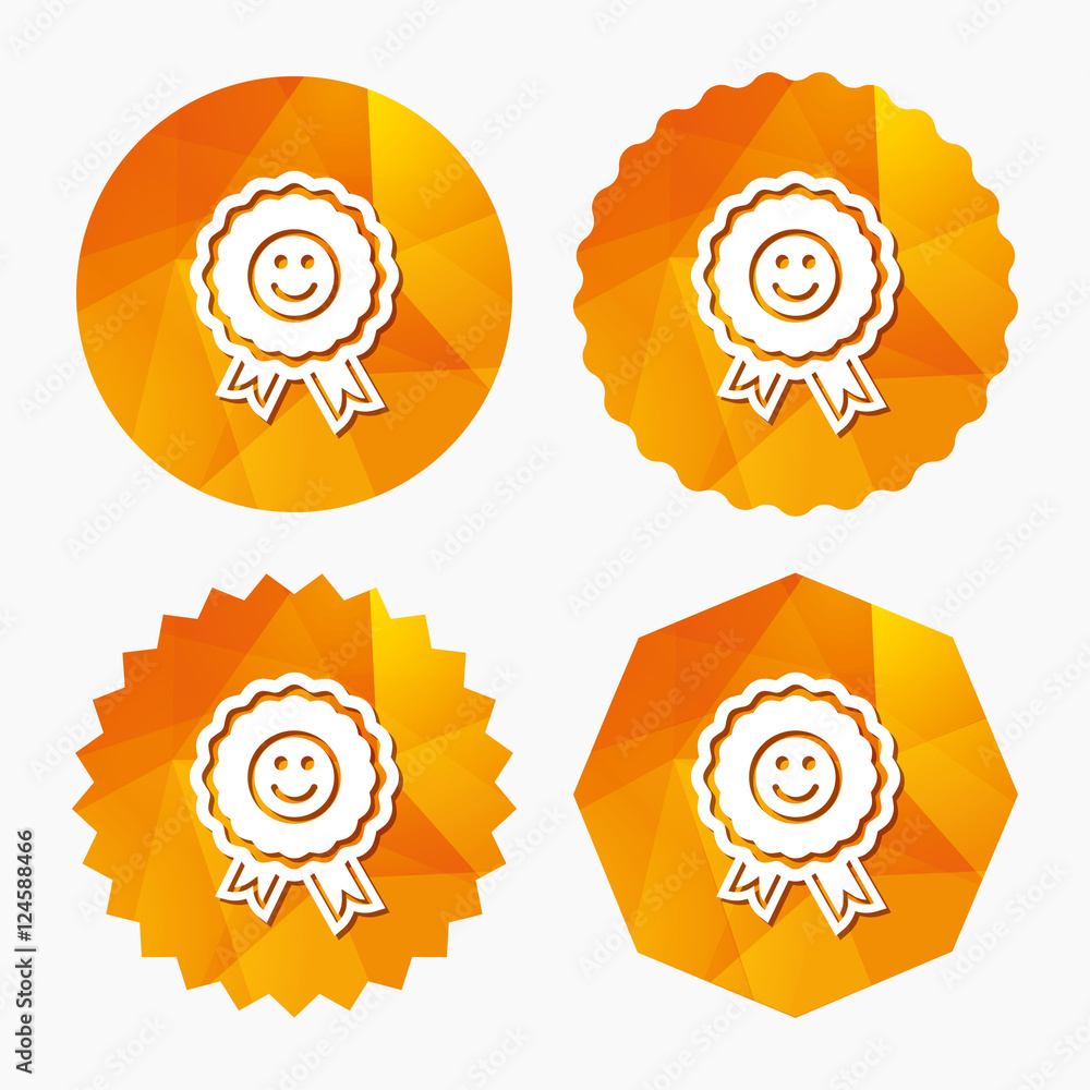 Award smile icon. Happy face symbol. Stock Vector | Adobe Stock