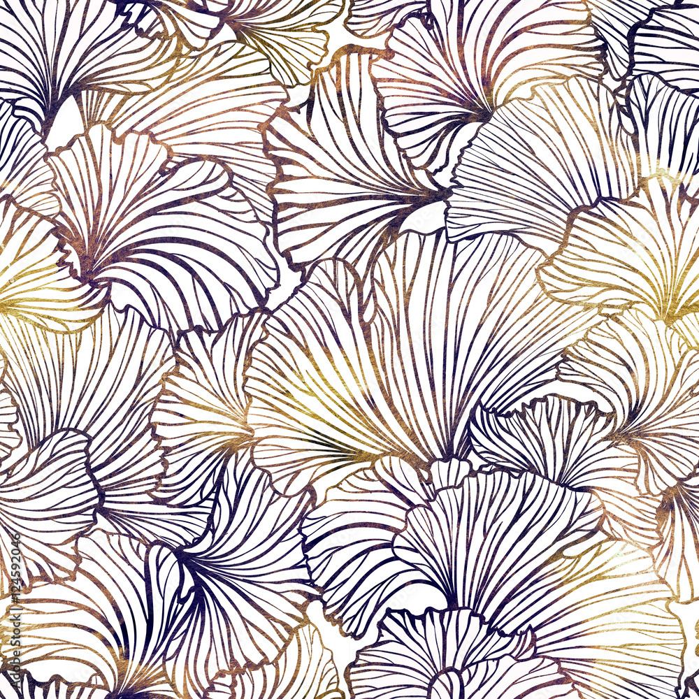 Ginkgo leaves seamless pattern Stock Illustration | Adobe Stock