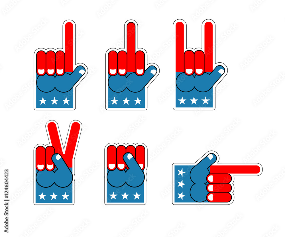 Foam Finger USA patriot. American sports symbol. Expression of e Stock ...